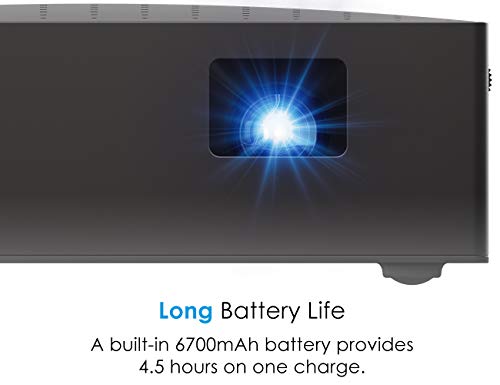 Optoma LV130 Mini Projector, Bright and Ultra Portable LED Cinema in Your Pocket, 4.5 Hour Built-in Battery, HDMI, USB, DLP Projector with Amazing Colors