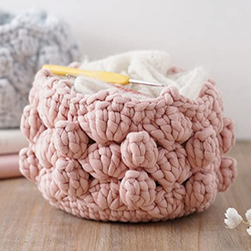 2 Pack Light Blue Soft Cotton Knitting Yarn Elastic Fabric Crochet Cloth Yarn for Bag,Basket,Cushion