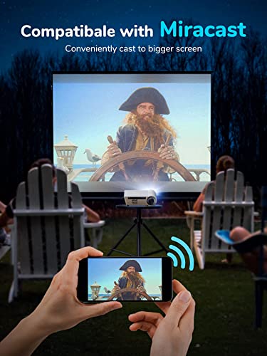 YEHUA Mini Projector with WiFi and Bluetooth,4k Portable Projector HD 1080P and 200" Screen Supported, LED Outdoor Movie Projector with Remote,Compatible with iOS,Android,HDMI,VGA,AV,2 USB Interface