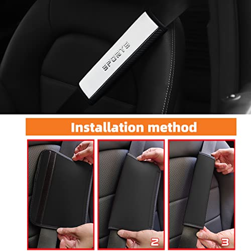 8sanlione 2PCS Auto Seat Belt Cover, PU Leather Car Shoulder Pads Strap for Comfortable Driving, Harness Cushion Protect Neck, Vehicle Interior Accessories Compatible with Adults Youth Kids (White)