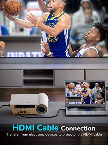 YEHUA Mini Projector with WiFi and Bluetooth,4k Portable Projector HD 1080P and 200" Screen Supported, LED Outdoor Movie Projector with Remote,Compatible with iOS,Android,HDMI,VGA,AV,2 USB Interface