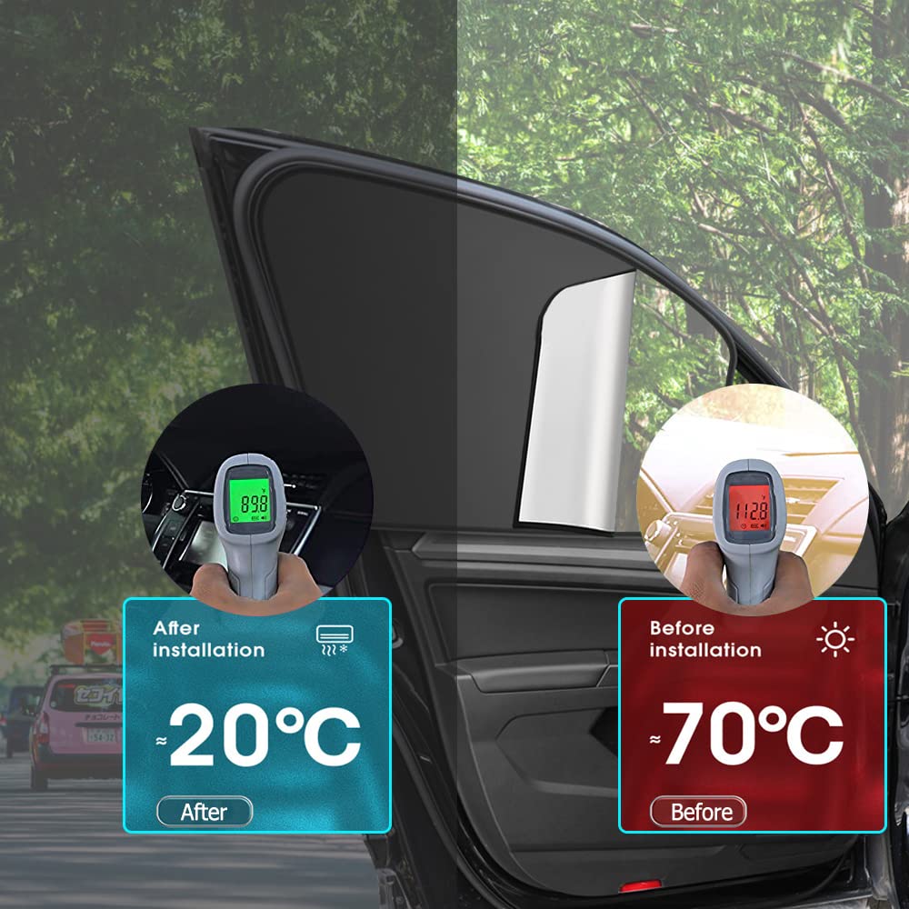 2PCS Car Side Window Sun Shades, Magnetic Sunshades for Car Windows, Front Seat Window Sunshades Privacy Curtains, Front Side Window Sun Shade Blocks Sun, Universal for Car SUV Truck