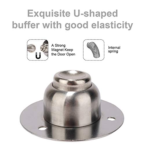 Magnetic Door Stops-Door Stopper-Stainless Steel, Door Holder Doorstop-No Drilling, 3M Double-Sided Adhesive Tape, Screws for Stronger Mount, Hold Your Door Open(2 Pack)