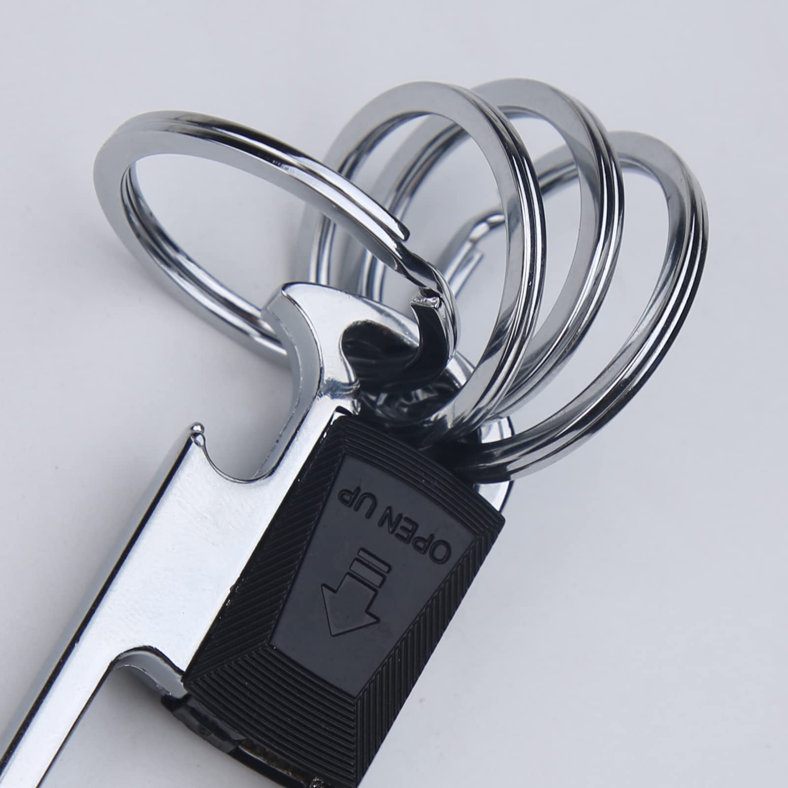 Mtverver Key Chain Quick Release Spring with 4 Key Rings,Heavy Duty Car Keychain Organizer Bottle Opener Key Chain Ringfor Men and Women (Black+Red)