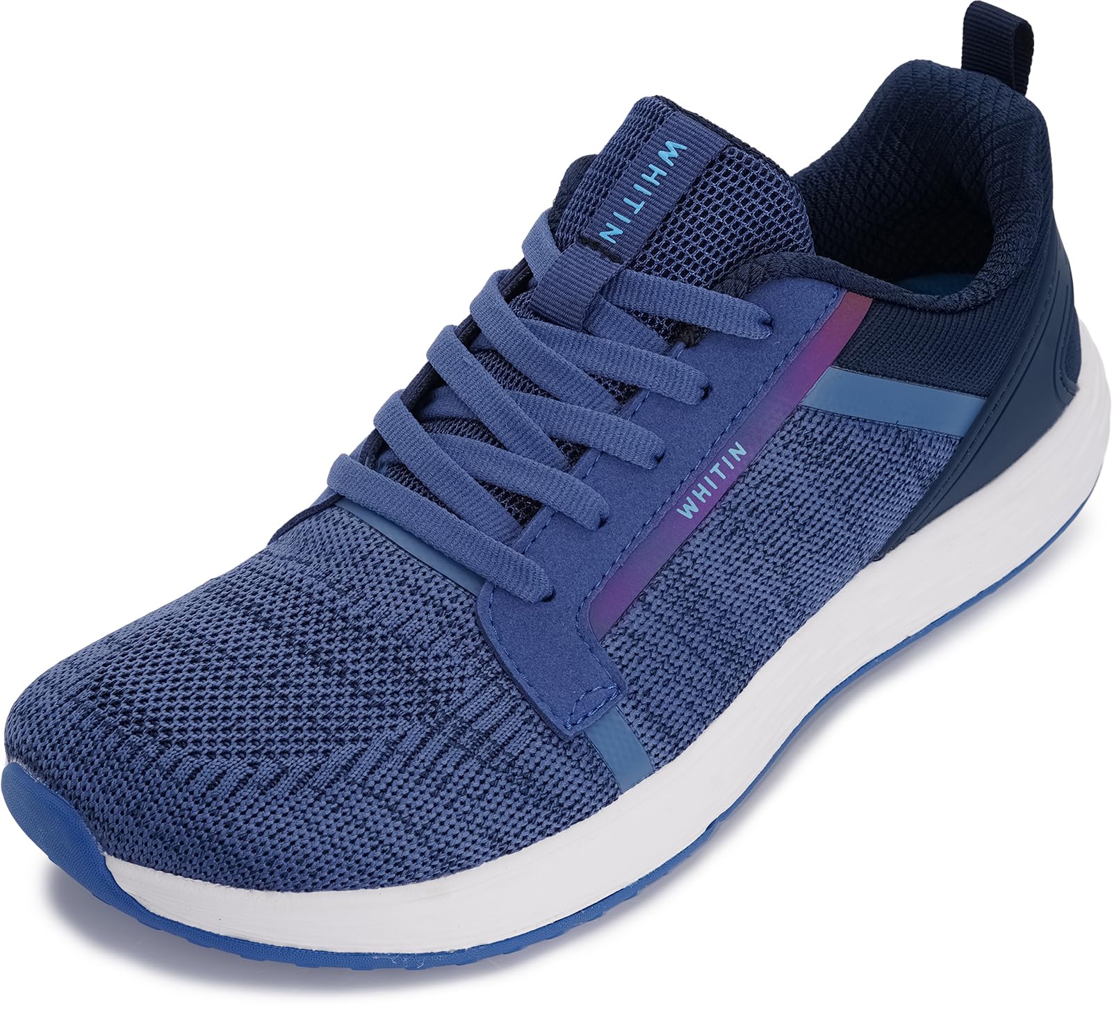 WHITIN Men's Wide Width Toe Box Shoes Size 9.5 Sneakers Knit Comfortable Zapatos para Male Fashion Casual Non Slip Cushioning Dark Blue 43