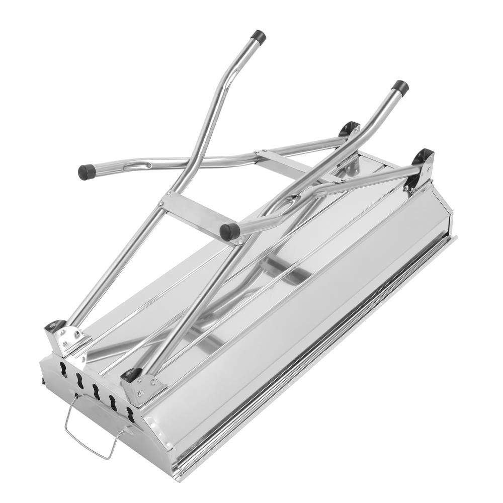 Compact and Foldable Stainless Steel Grill for Camping and Tailgating - Portable Charcoal BBQ Smoker with Removable Grate and Ash Adjustable Air Vents - Outdoor Cooking Made Easy