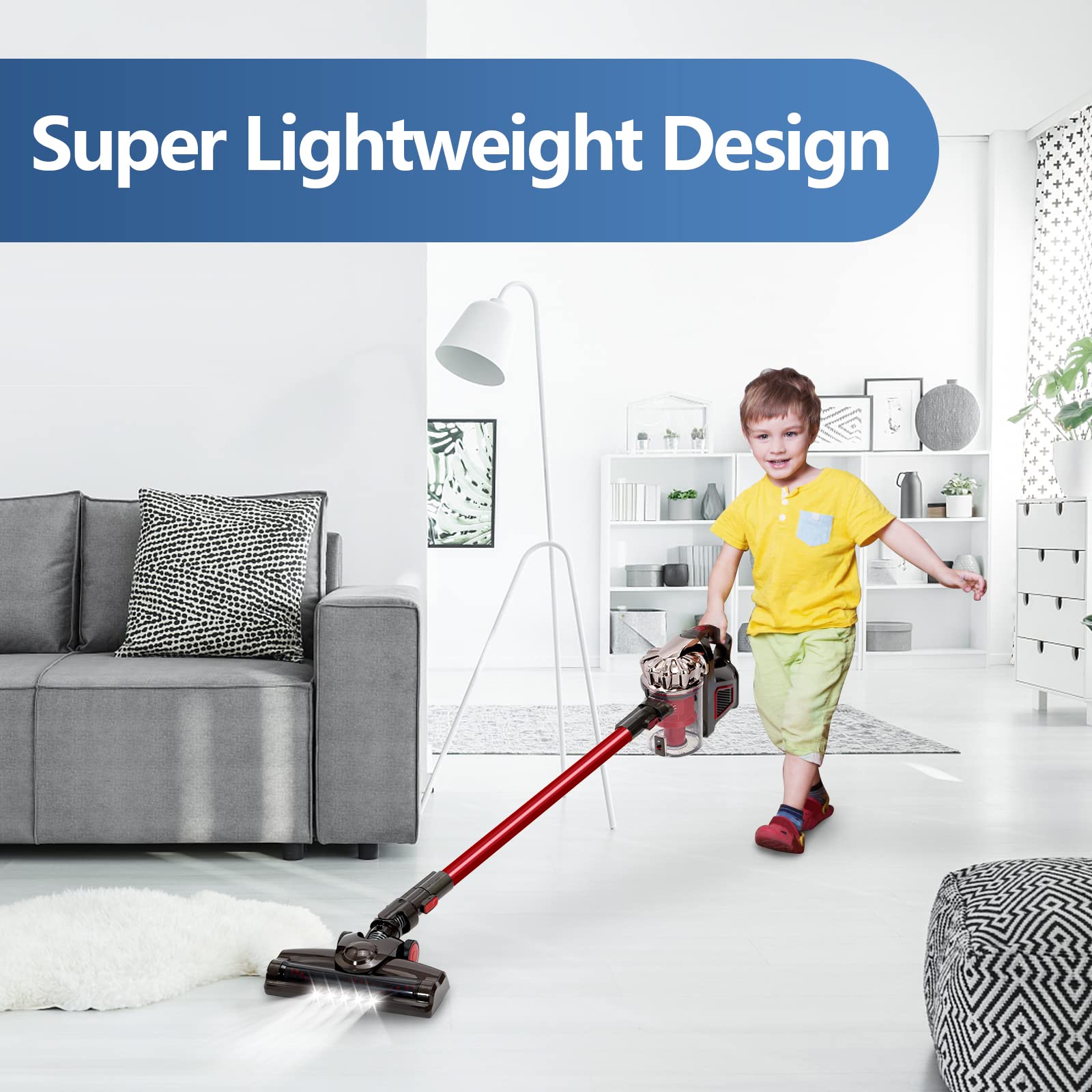 EFUSVAC Cordless Vacuum Cleaner, 35min Runtime, 4-in-1 Rechargeable Vacuum Cordless with 2200mAh Battery, Powerful Handheld Vacuum for Hard Floor Carpet Pet Hair Home