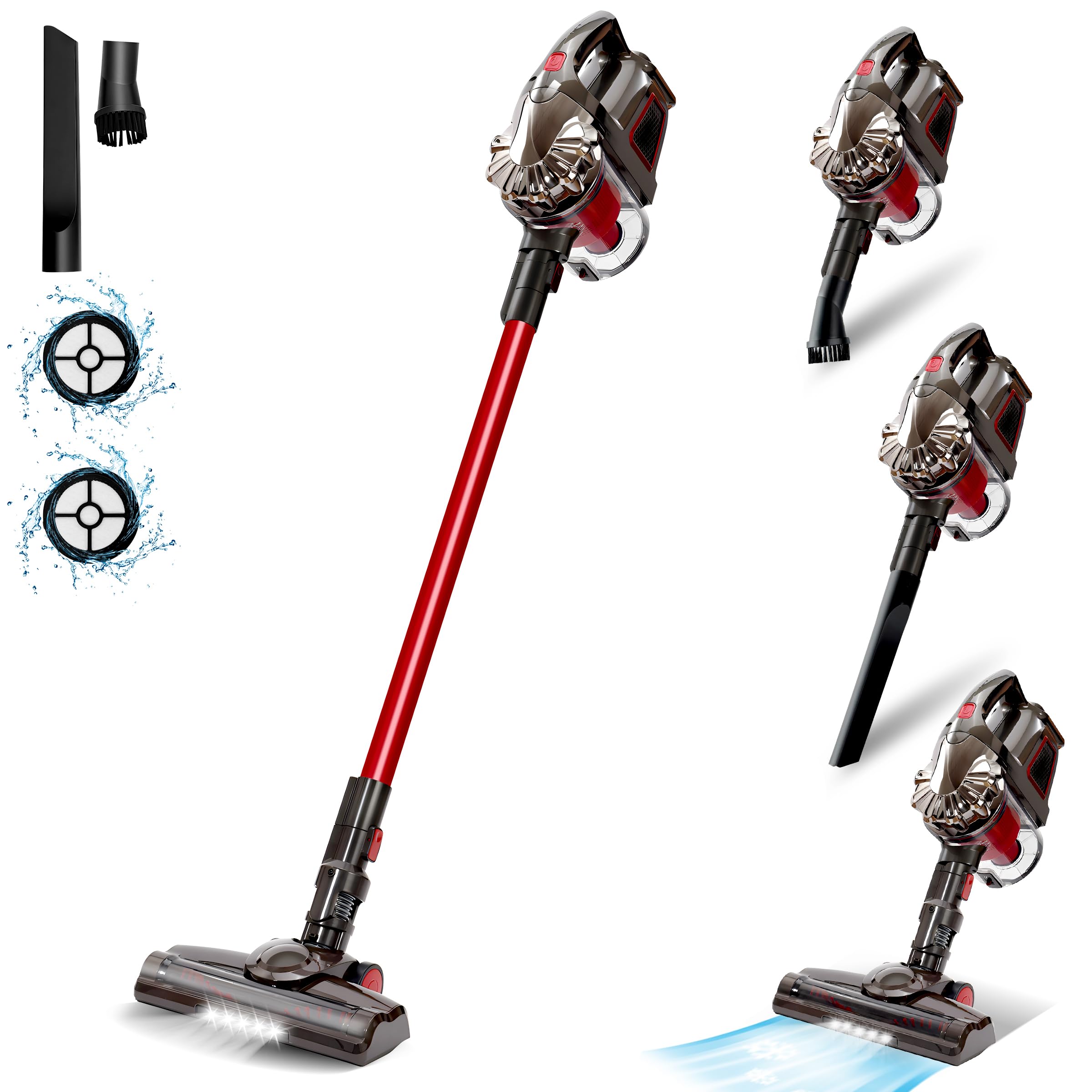 EFUSVAC Cordless Vacuum Cleaner, 35min Runtime, 4-in-1 Rechargeable Vacuum Cordless with 2200mAh Battery, Powerful Handheld Vacuum for Hard Floor Carpet Pet Hair Home