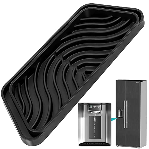 Total Upgraded Refrigerator Drip Catcher,Two-Pack Mini Refrigerator Drip Trays for Refrigerator Water Dispenser Drip Collector, Prevents Water Splashes, Water Spots and Spills (Rectangular Black)
