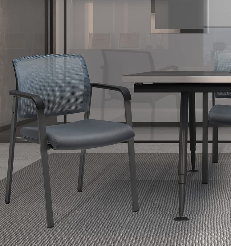 CLATINA Guest Reception Stacking Office Chairs with Arm, Mesh Back Waiting Room Chair with Upholstered Fabric Seat and Ergonomic Lumbar Support for Office Conference School Church, Grey