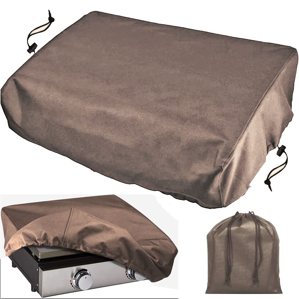 22Inch Grill Cover,Griddle Cover for Blackstone 22In Griddle -Brown 420D Oxford with Silver Liner Heavy Duty Waterproof Canvas Flat Top Gas Grill Cover