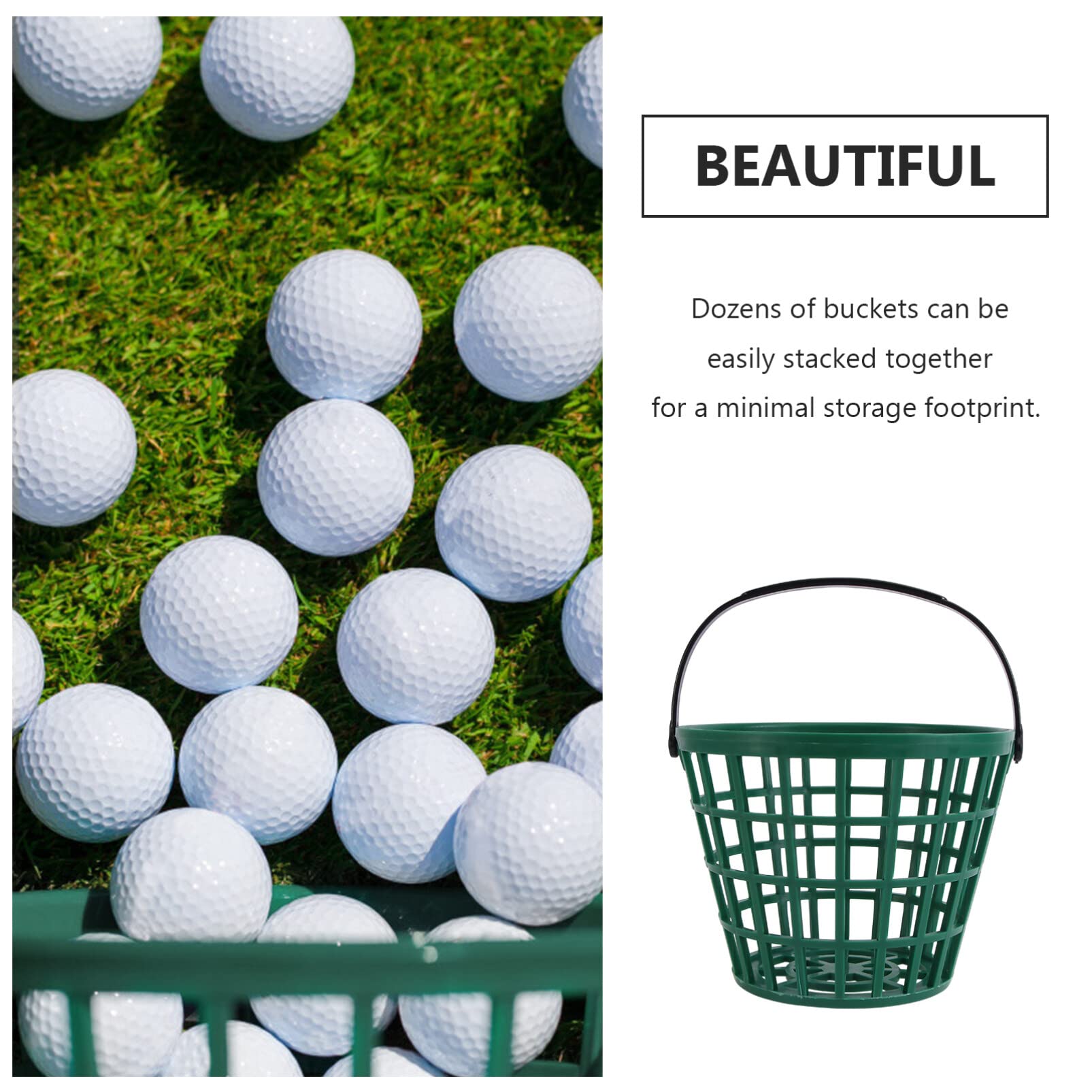 Toddmomy 1pcs Golf Ball Basket,Plastic Golf Ball Bucket Golfball Storage Container with Handle for Outdoor Sport Stadium Accessories,50pcs Ball