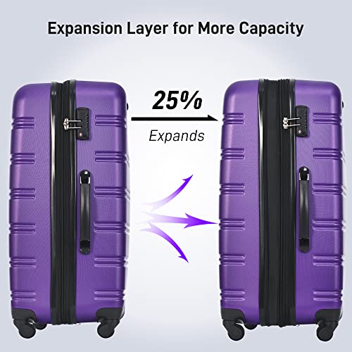 Merax Luggage Sets of 2 Piece Carry on Suitcase Airline Approved,20/24 IN Hard Case Expandable Spinner Wheels (Purple)