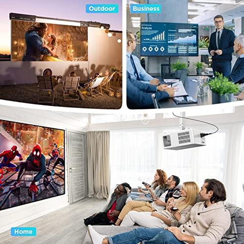 Native 1080P Projector, 9000L FHD Brightness & Uniformity, Outdoor Movie Projector with 6D Keystone Correction and ±50% X/Y Zoom, Projectors Compatible with TV Stick/HDMI/SD/AV/VGA