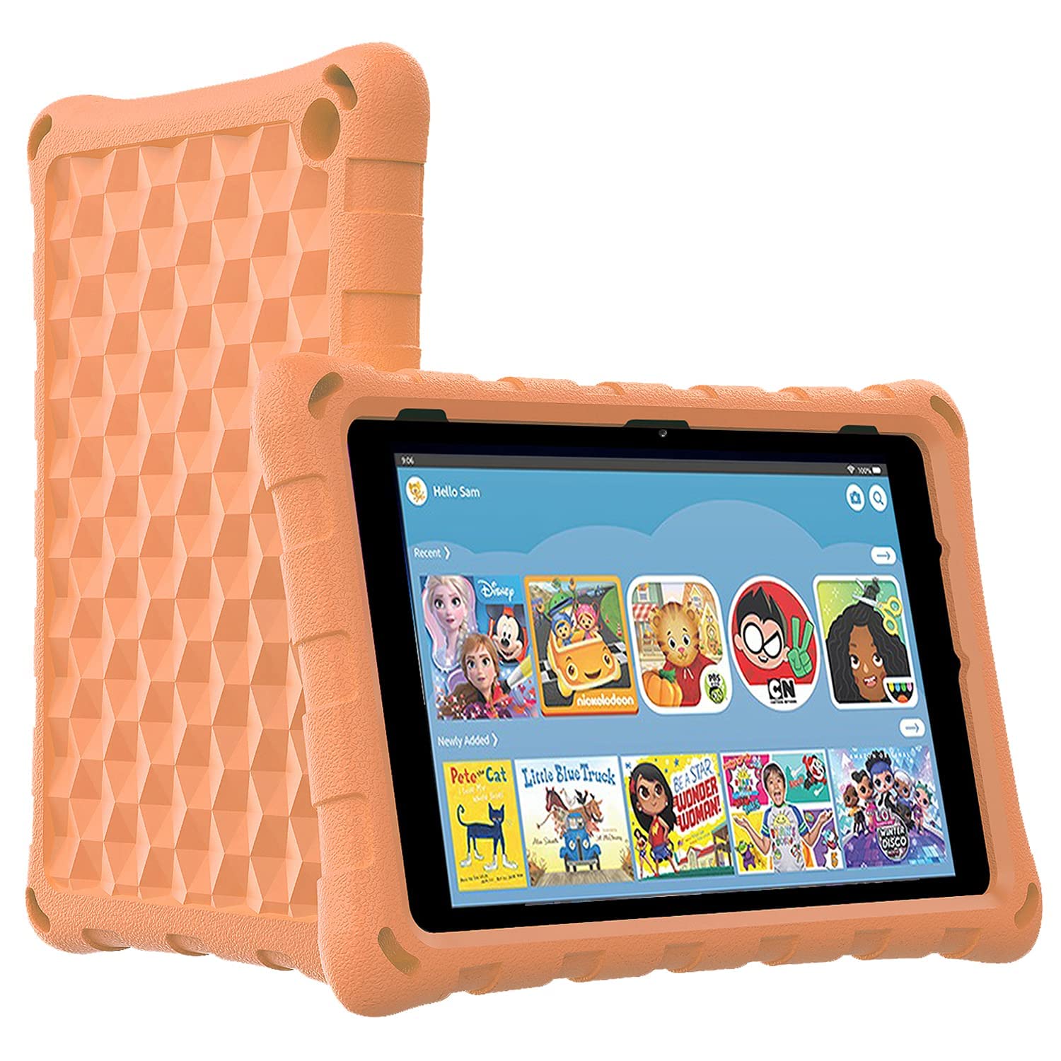All-New 10 Tablet Case DJ&RPPQ [Adult & Kids Friendly] Light Weight Shock Proof Back Cover for Tablet, Incompatible with iPad -Orange