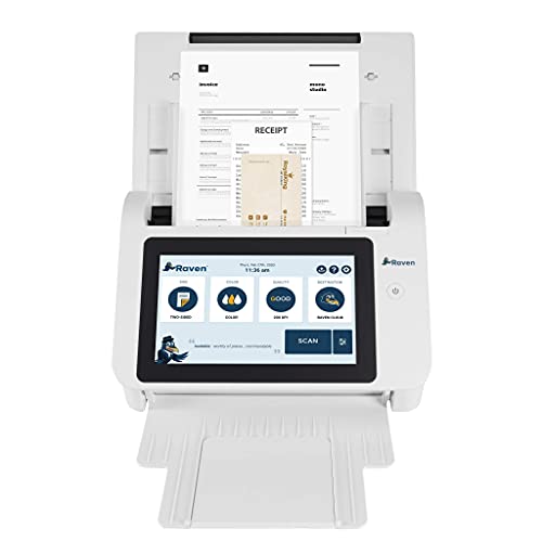 Raven Original Document Scanner - Huge Touchscreen, Color Duplex Feeder (ADF), Wireless Scanning to Cloud, WiFi, Ethernet, USB, Home or Office Desktop (2nd Gen) (Renewed)