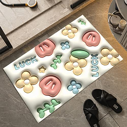 LYZOLICS 3D Visual Print Rug Non Slip Bath Mats Double Sided Anti-slip Kitchen Floor Mats Memory Foam Kitchen Mat Sponge Foam Soft for Bathroom (15×24, Tulip)