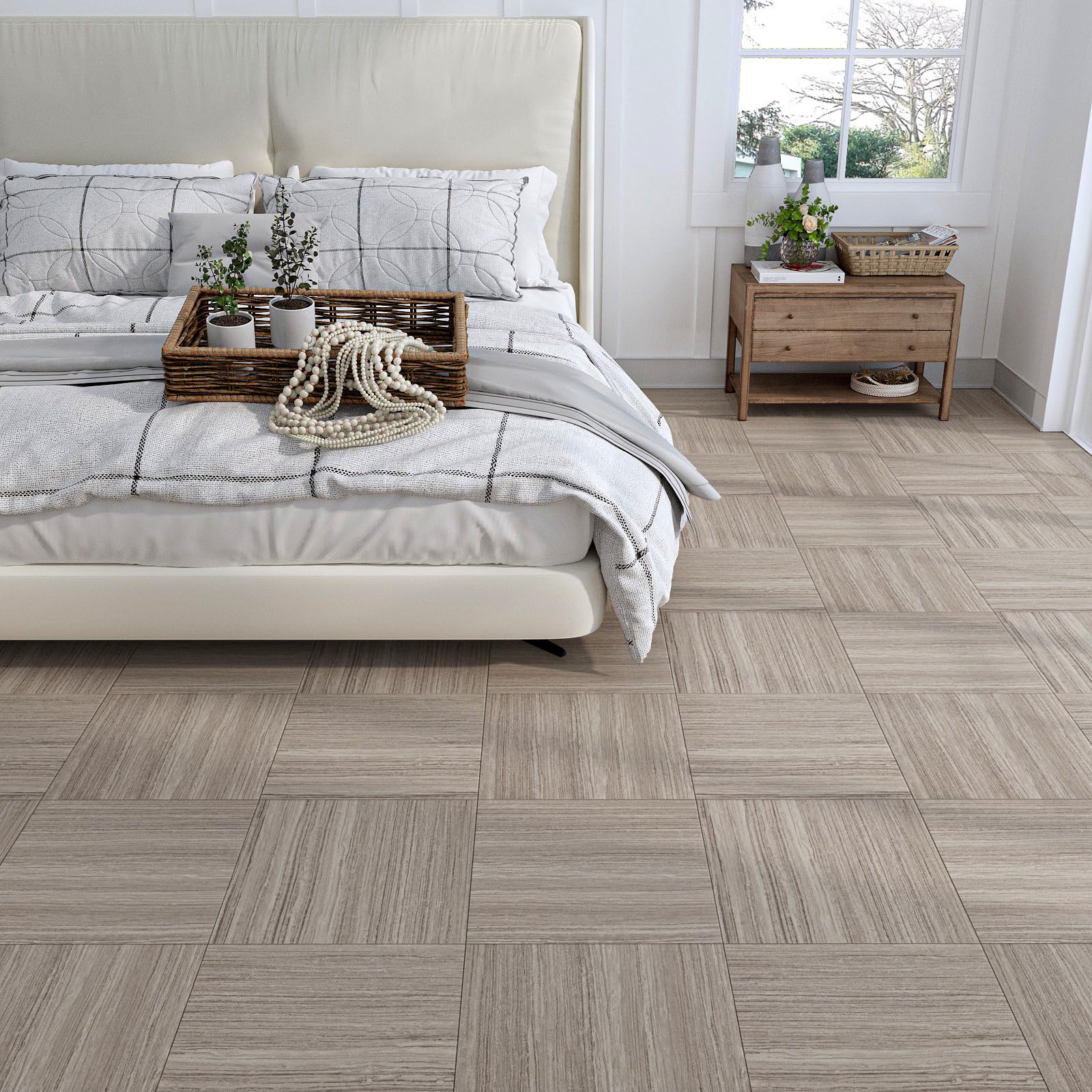 VaryStyle 12x12 Vinyl Flooring Peel and Stick Wood Look Floor Tile - 10 Pack Waterproof Self Adhesive Removable Sticky Tiles for Bathroom, Bedroom, Kitchen