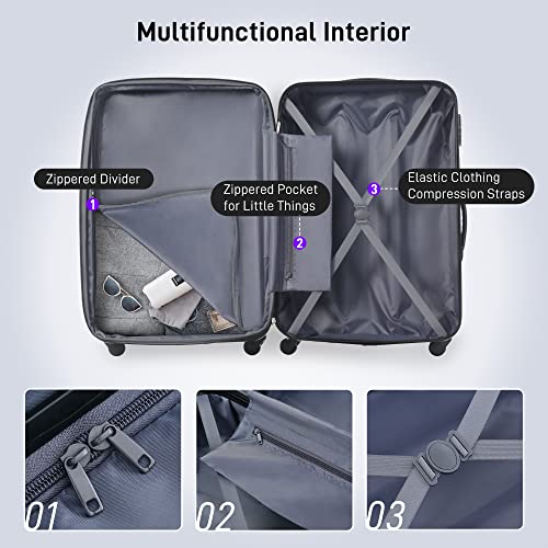 Merax Luggage Sets of 2 Piece Carry on Suitcase Airline Approved,20/24 IN Hard Case Expandable Spinner Wheels (Purple)