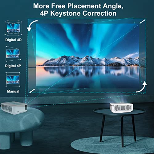 XGODY Portable Smart Projector X1 Native 1080p Android TV 9.0 Bluetooth 5G WiFi 12000 Lumen Portable Projector, Support 200'' 8K Vedio Outdoor Projector with 4P Keystone Preinstall YouTube Netflix