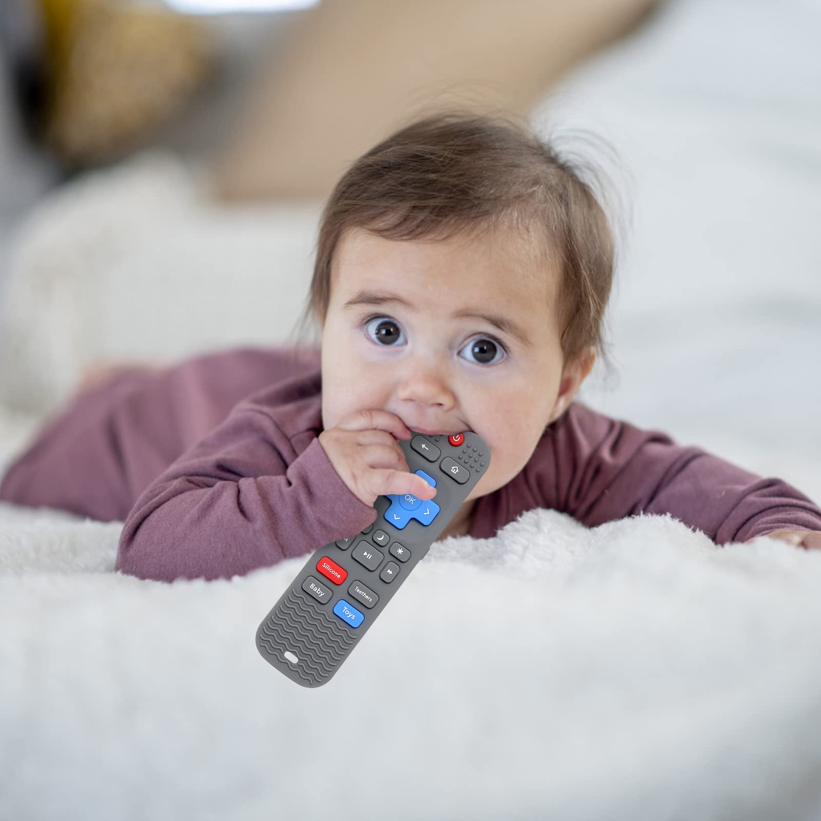 Eascrozn Baby Teething Toys Set of 2, Remote Control Shape Teethers for Babies 6-12 Months Chew Toys, BPA Free, Soft Silicone Teether Sensory Exporation and Teething Relief Baby Toys