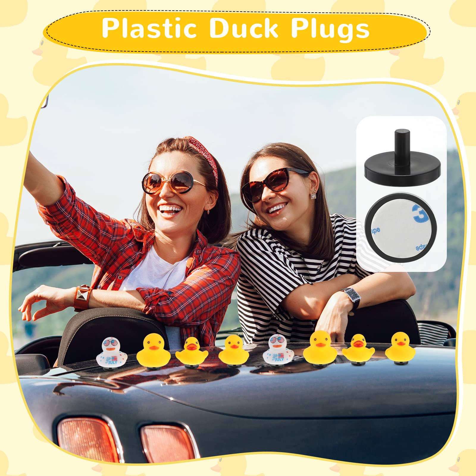Wesiti 50 Pieces Duck Plug Rubber Duck Mount Black Plastic Holder for Fixed Display Car Dashboard Bath Accessories, Rubber Duckies Not Included