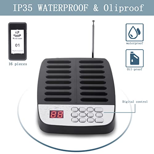YYCALLING Restaurant Pager,Pagers for Restaurants 16 Guest Pagers,Buzzers Social Distancing, 98 Chanels with Vibration, Flashing and Buzzer for Truck