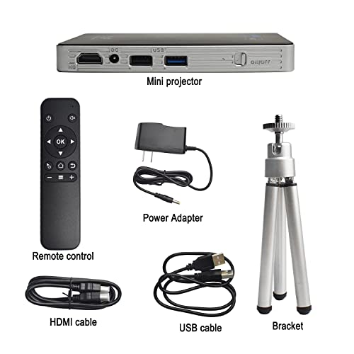 Android Smart DLP Mini Projector,4K LED 1080P WiFi Bluetooth Pocket Projector HD Home Theater Movie Family Cinema, Support WiFi/HDMI/Bluetooth/USB/TF Card/Audio Cable incluidng Tripod Stand
