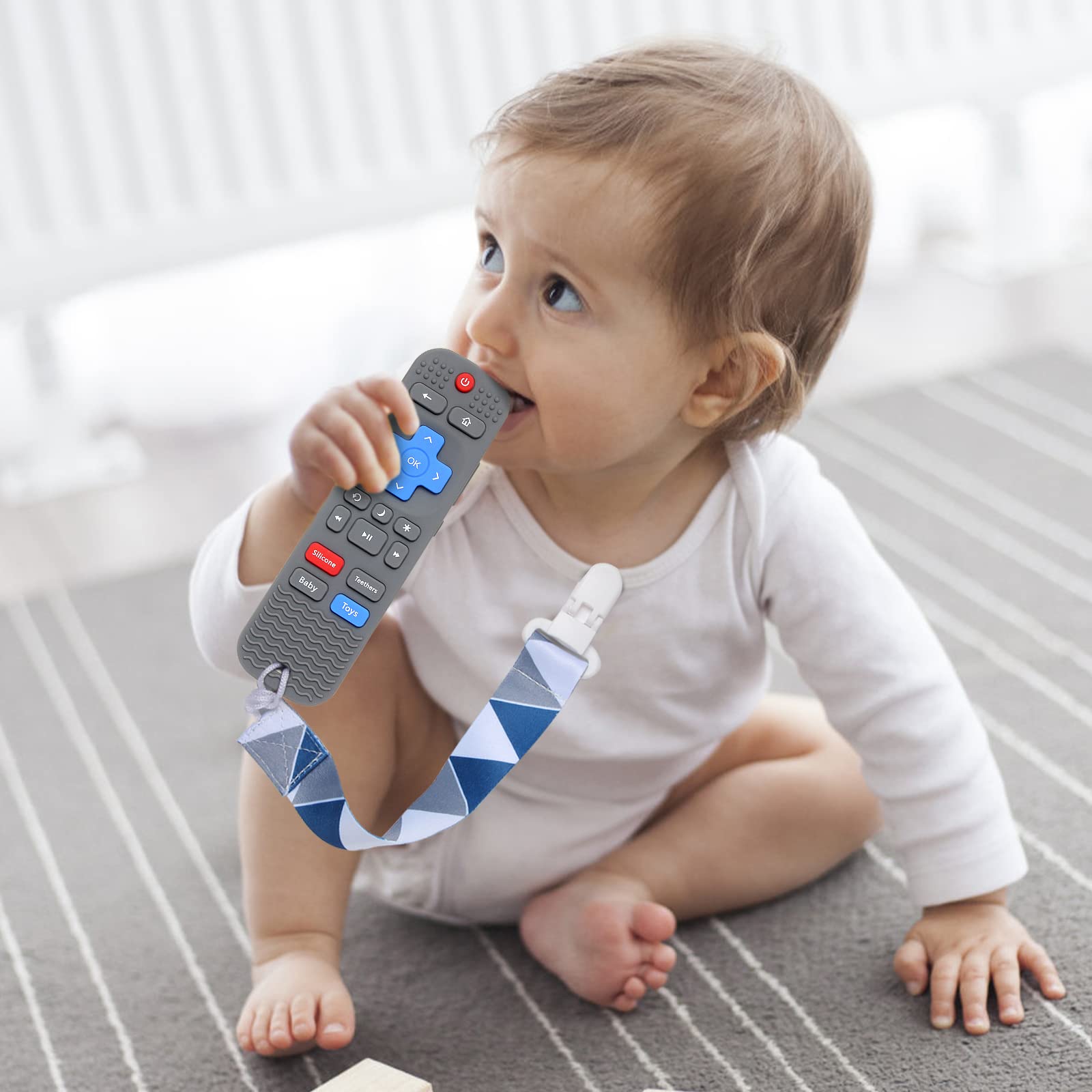Eascrozn Baby Teething Toys Set of 2, Remote Control Shape Teethers for Babies 6-12 Months Chew Toys, BPA Free, Soft Silicone Teether Sensory Exporation and Teething Relief Baby Toys