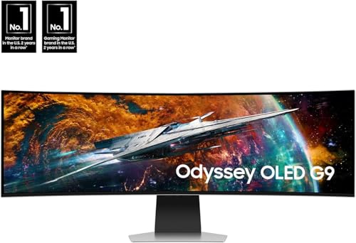 SAMSUNG 49" Odyssey QD-OLED G9 (G95SC) Series Curved Smart Gaming Monitor, 240Hz, 0.03ms, AMD Freestyle Premium Pro, G-Sync Compatible, Dual QHD, Neo Quantum Processor Pro, LS49CG954SNXZA, 2023