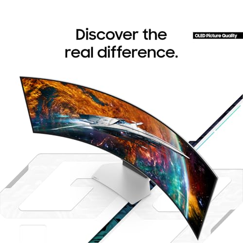 SAMSUNG 49" Odyssey QD-OLED G9 (G95SC) Series Curved Smart Gaming Monitor, 240Hz, 0.03ms, AMD Freestyle Premium Pro, G-Sync Compatible, Dual QHD, Neo Quantum Processor Pro, LS49CG954SNXZA, 2023