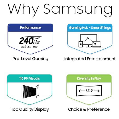 SAMSUNG 49" Odyssey QD-OLED G9 (G95SC) Series Curved Smart Gaming Monitor, 240Hz, 0.03ms, AMD Freestyle Premium Pro, G-Sync Compatible, Dual QHD, Neo Quantum Processor Pro, LS49CG954SNXZA, 2023