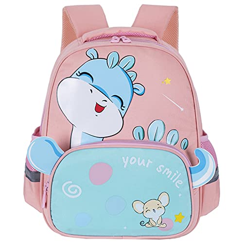 LESNIC Pink Preschool Backpack for Boys & Girls, 37 * 30 * 12cm Backpack Kindergarten Age 3-8 Dinosaur Backpack, School Bag with Front Zip Pocket
