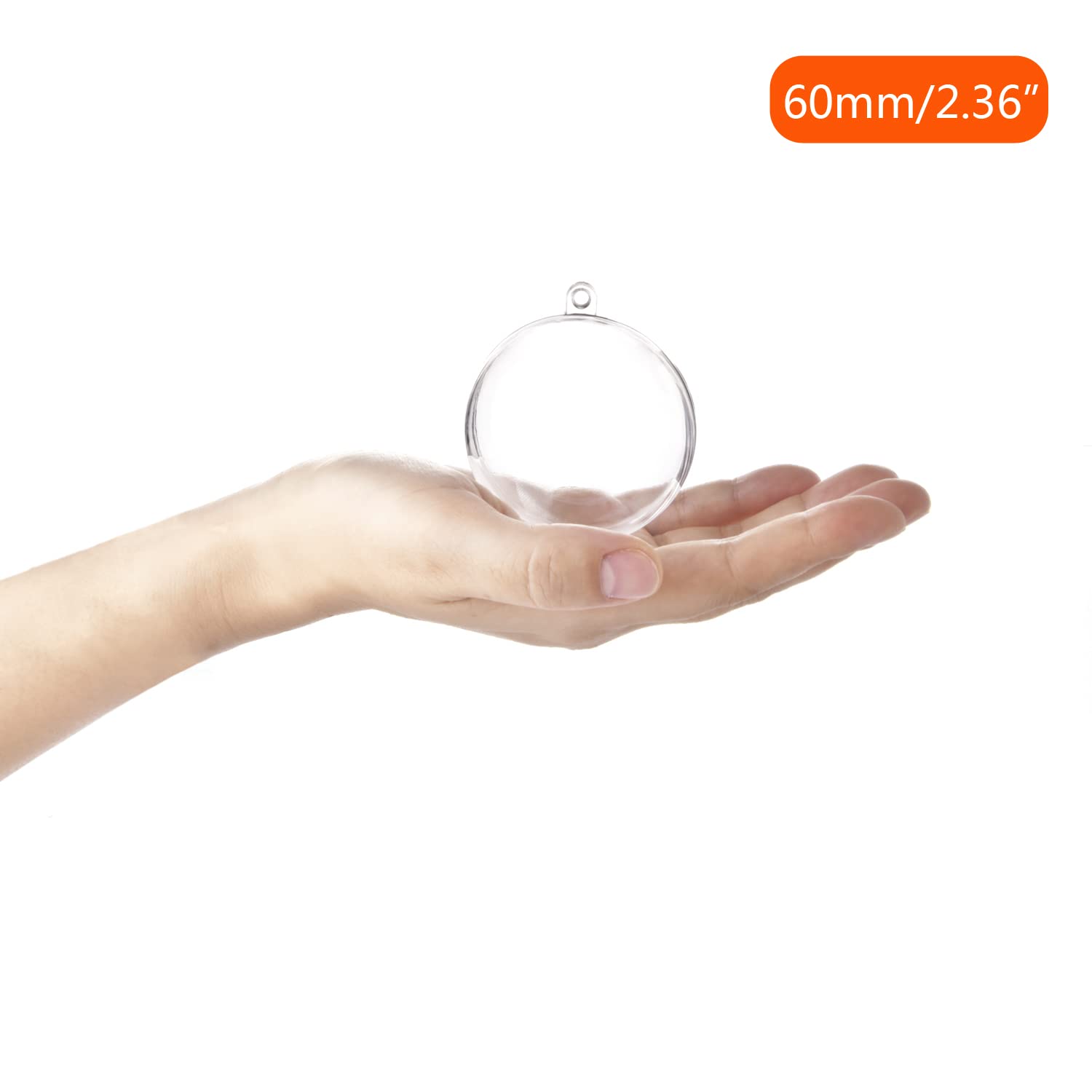20 Pack Clear Christmas Ornaments, 2.36"/60mm Clear Plastic Fillable Ornaments Ball DIY Christmas Ornaments for Christmas Tree, Holiday, Wedding, Party, Home Décor Party(60MM/2.36")