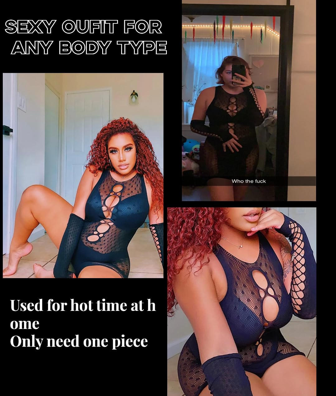 DIANIOVS Women's Sleeve Net One-piece Babydoll Princess Dress Lingerie Black
