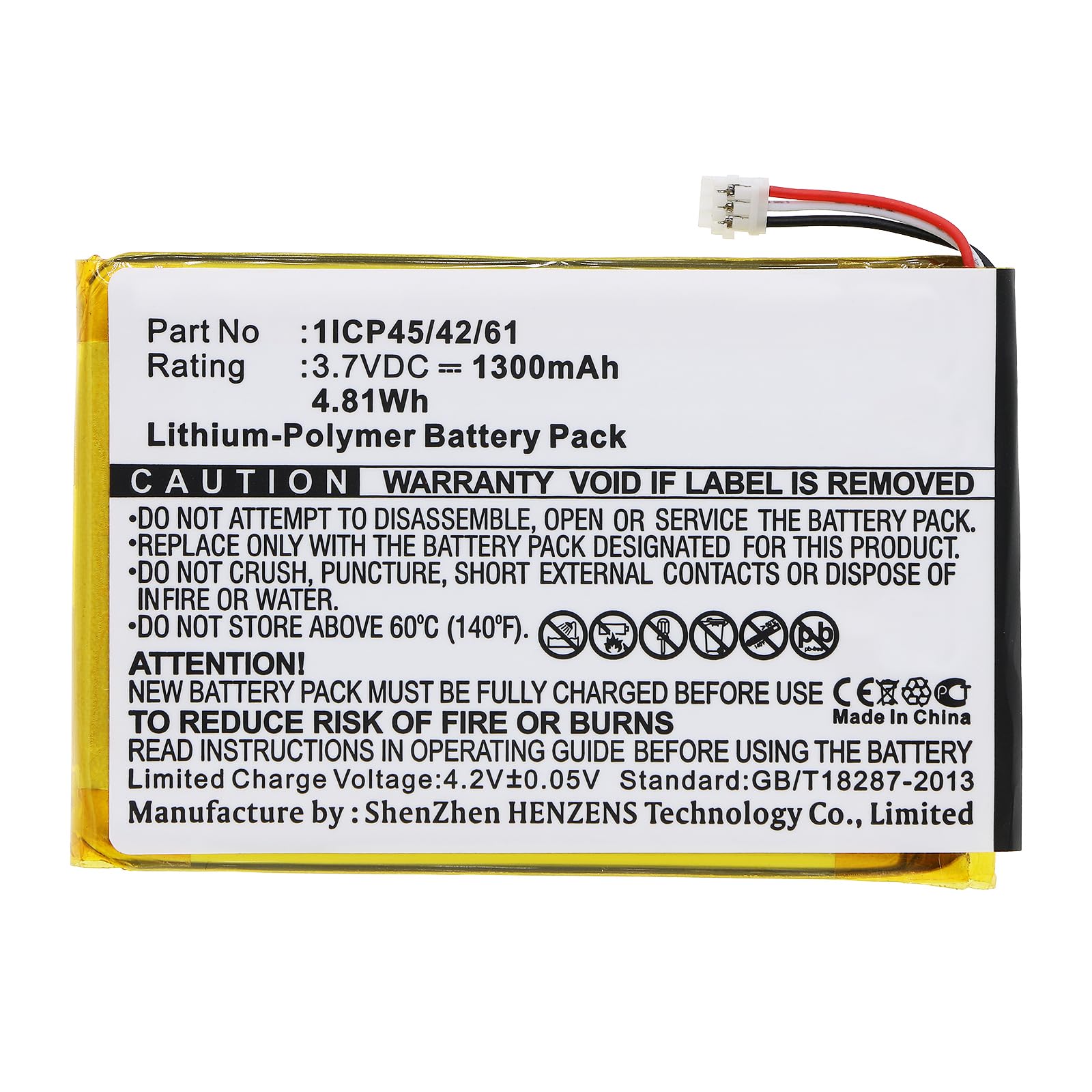 Synergy Digital Credit Card Reader Battery, Compatible with VeriFone e335 Credit Card Reader, (Li-Pol, 3.7V, 1300mAh) Ultra High Capacity, Replacement for VeriFone 1ICP45/42/61 Battery