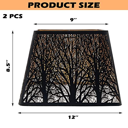 Royxen 2 Pack Modern Lamp Shades Metal Lampshade for Table Lamp and Floor Light (Square Trees)