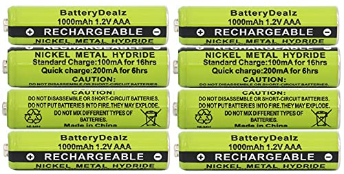 BatteryDealz 1.2V NiMH AAA Rechargeable Batteries Compatible with Panasonic Cordless Telephones (8-Pack)