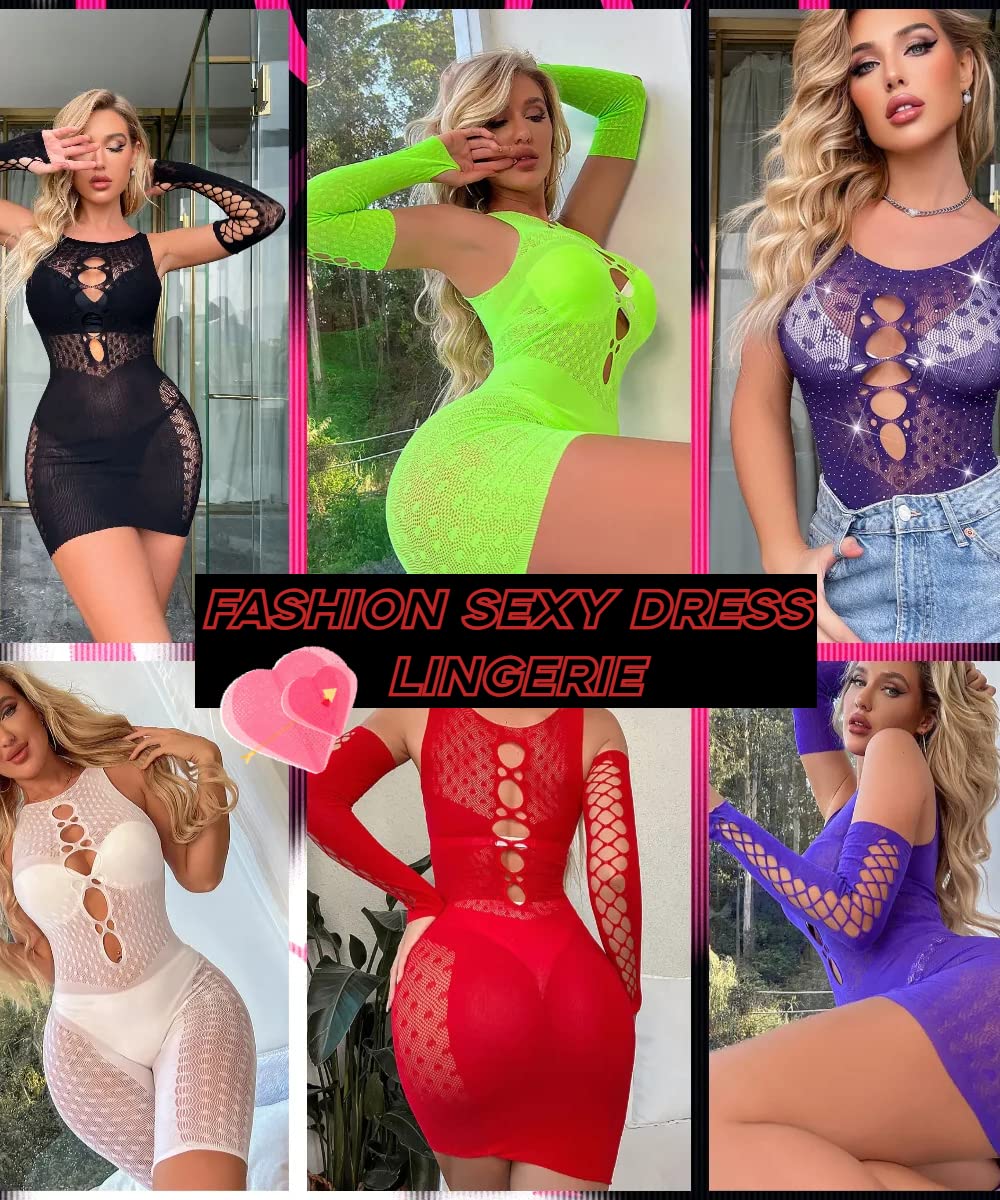 DIANIOVS Women's Sleeve Net One-piece Babydoll Princess Dress Lingerie Black