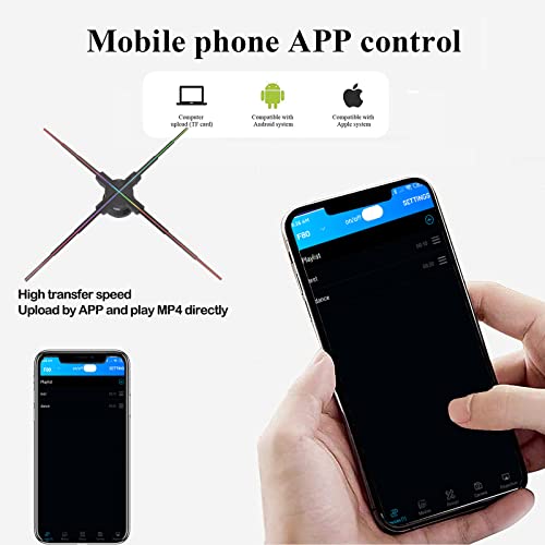 3D Hologram Fan Display with WiFi, Four-Axil Spinning, and High Transfer Speed, Upload by iPhone or Android,31.5 inch 3D Holographic Fan Projector for Shop, Bar