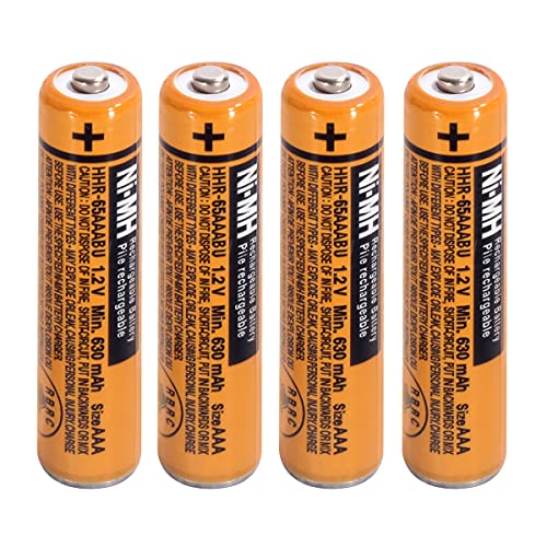 pingju NI-MH AAA Rechargeable Battery 1.2V 630mah 4-Pack AAA Batteries for Panasonic Cordless Phones, Remote Controls, Electronics