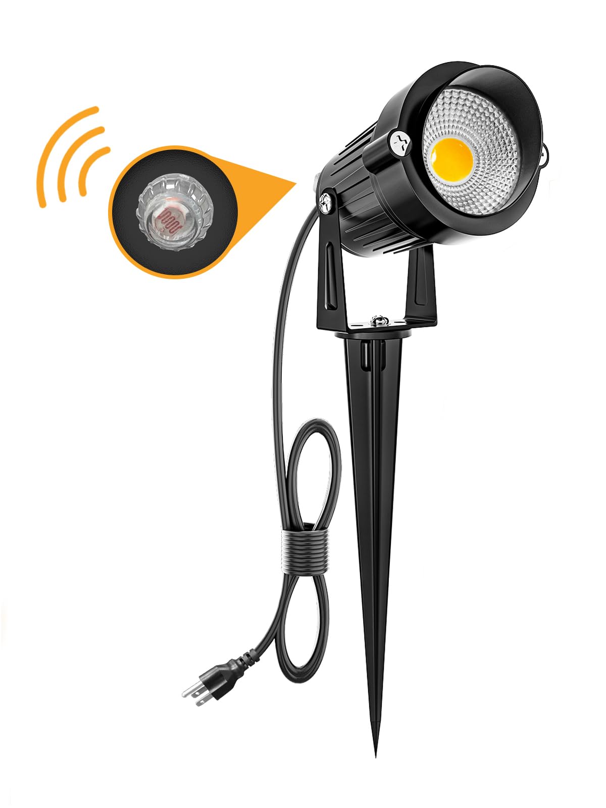 ZUCKEO 10W Outdoor Spotlights LED Spot Lights Dusk to Dawn Photocell Light Sensor, 120V Landscape Lighting Electric Spotlight Plug in Flag Pole Light for Yard House Garden Decor, 3.94FT Cord 3000K
