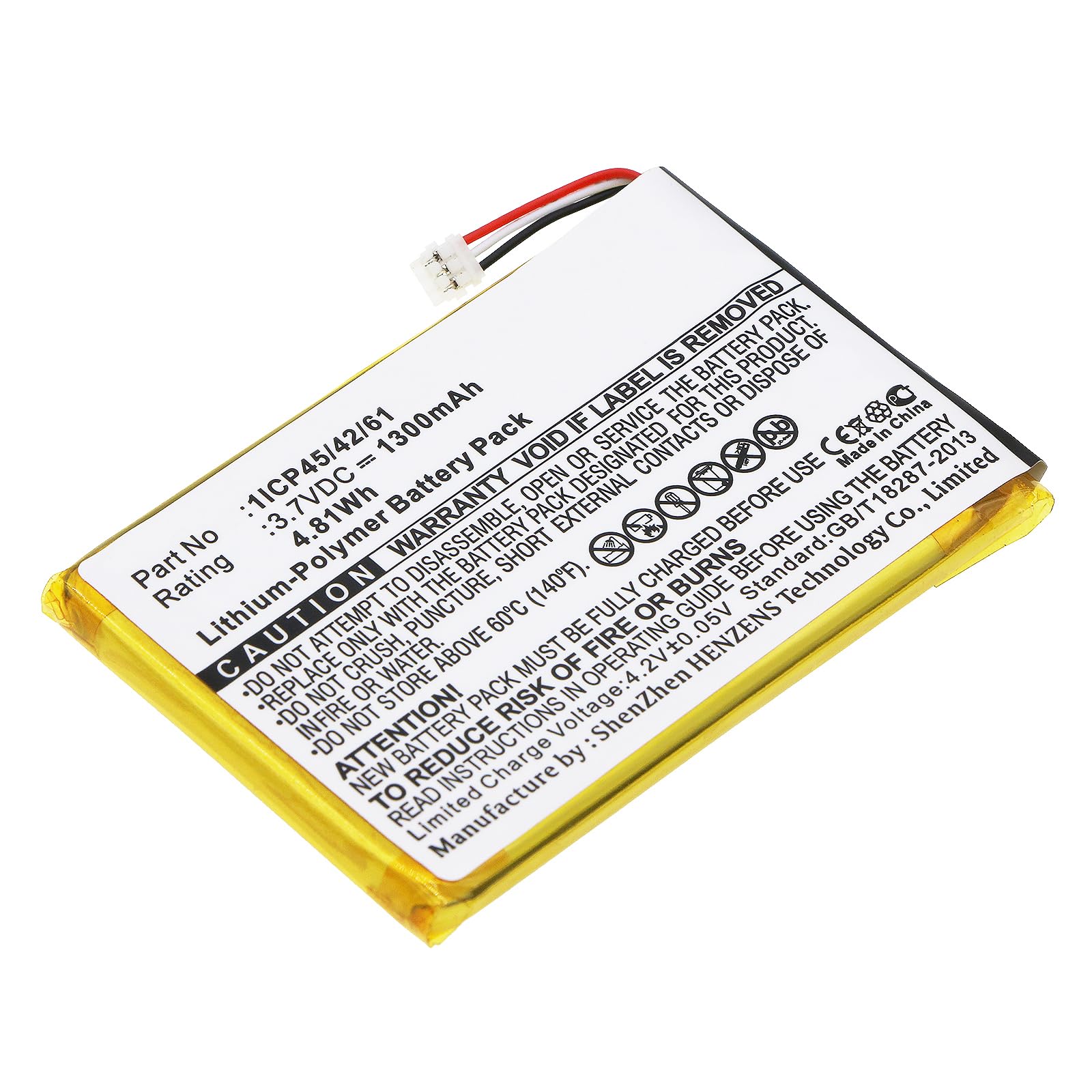 Synergy Digital Credit Card Reader Battery, Compatible with VeriFone e335 Credit Card Reader, (Li-Pol, 3.7V, 1300mAh) Ultra High Capacity, Replacement for VeriFone 1ICP45/42/61 Battery