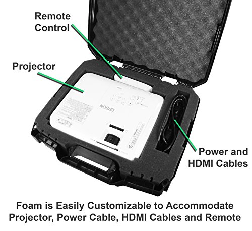 CASEMATIX Home Video Projector Hard Case Compatible with PowerLite and Home Cinema DLP WXGA 1080p 3D Projectors for Select Models Pro EX9200, 1781W, 1761W, 1284,640, 740HD, 1040 and More, Case Only