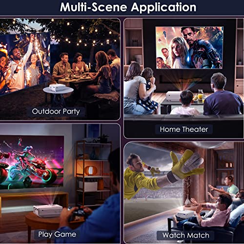 Projector with 5G WiFi and Bluetooth Native 1080P with 32GB Ultra Flair USB 3.0 Flash Drive, YOWHICK Outdoor Projector 4K Support, Mini Portable Movie Projector with Screen