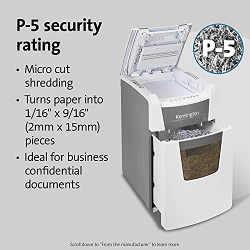 Kensington Shredder - New OfficeAssist 150-Sheet Auto-Feed Micro Cut Anti-Jam Paper and Credit Card Home Office Shredder with 11.6 gallons Pullout Wastebasket (K52050AM)
