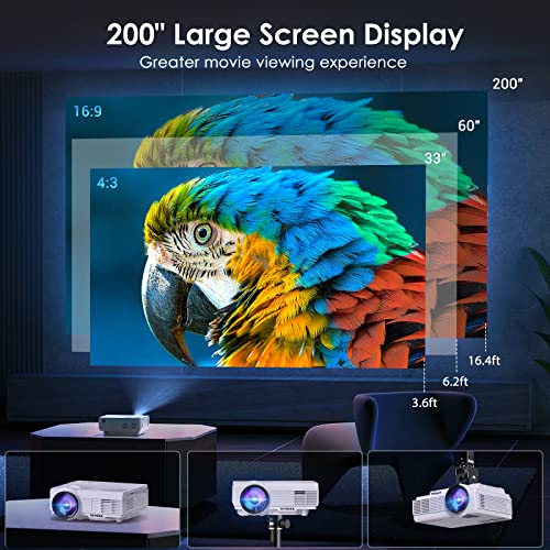 Projector with 5G WiFi and Bluetooth Native 1080P with 32GB Ultra Flair USB 3.0 Flash Drive, YOWHICK Outdoor Projector 4K Support, Mini Portable Movie Projector with Screen