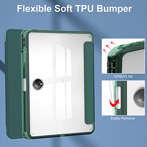 Smart Case with Pen Holder for OnePlus Pad (2023) 11.6 inch, Ratesell Transparent Hard Shell Back Trifold Smart Cover Protective Slim Case for OnePlus Pad/Oppo Pad 2 Blackish Green