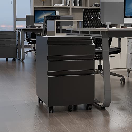 Letaya Mobile Metal File Cabinet,3 Drawer Vertical Under Desk Lockable Storage Office Cabinets,Organizer Letters/Legal/A4(Fully Assembled Except Casters)