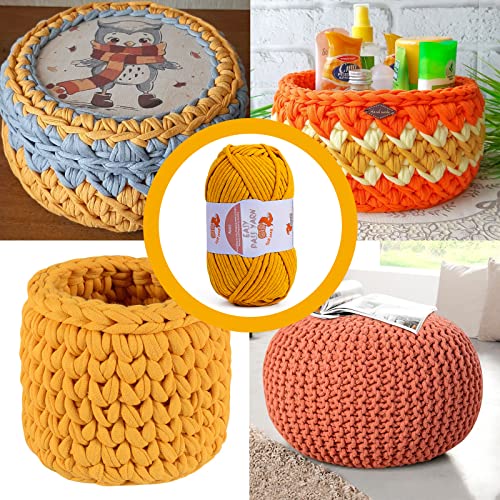 Fedmut Yarn for Crocheting -200g Beginners Chunky Cotton Yarn Easy-to-See Stitches Thick Worsted Yarn for Knitting Craft -Yellow